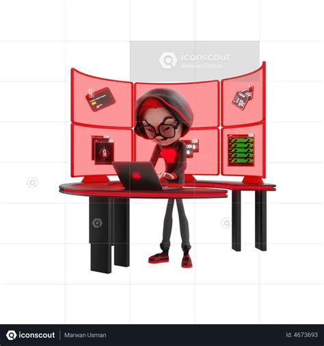 Hacker Stealing User Data 3d Illustration Download In Png Obj Or Blend