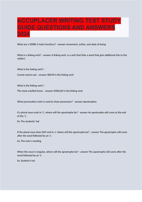 Accuplacer Writing Test Study Guide Questions And Answers 2024 Accuplacer Writing Stuvia Us