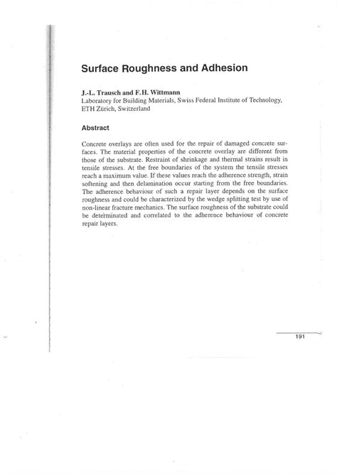 Pdf Surface Roughness And Adhesion