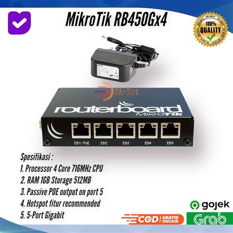 MikroTik RB450Gx4 Router Indoor 5 Port Gigabit Lazada Indonesia