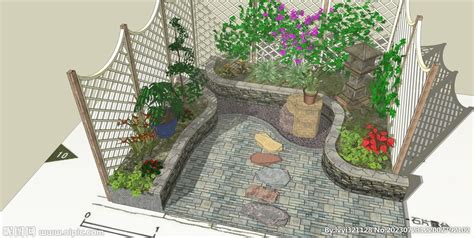 精致小花园景观规划模型设计图 室外模型 D设计 设计图库 昵图网