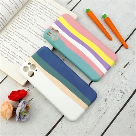 خرید و قیمت قاب محافظ لنزدار سیلیکونی رنگین کمانی Highcopy آیفون Iphone