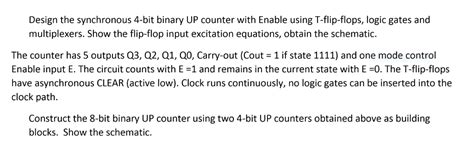 Solved Design The Synchronous 4 Bit Binary Up Counter With