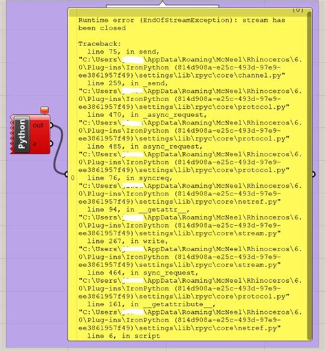 Ghpython Remote Error Grasshopper Mcneel Forum