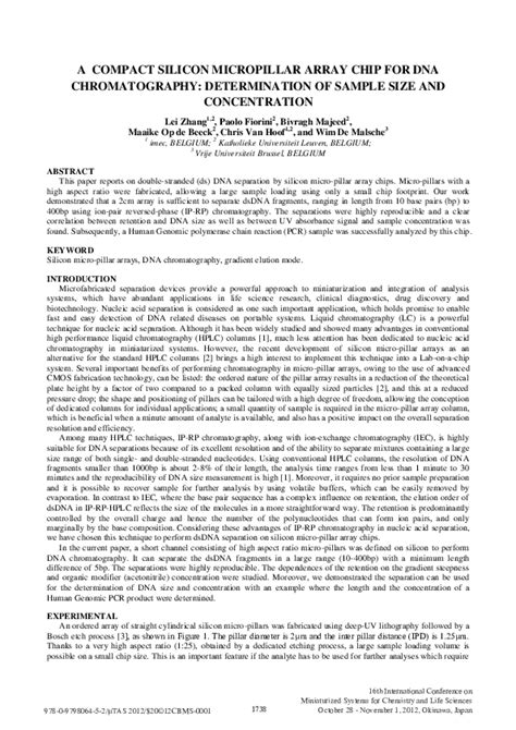 Pdf A Compact Silicon Micropillar Array Chip For Dna Chromatography Pdf A Compact Silicon Micropillar Array Chip For Dna Chromatography