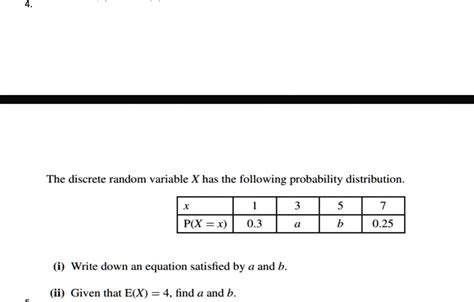 The Discrete Random Variable X Has The Following Probability Distribution X P X X