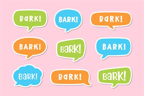 말풍선 세트 디지털 스티커 디자인에 텍스트를 껍질 귀여운 만화 만화 강아지 음향 효과와 글자 질감 벡터 그림입니다 강아지 어린