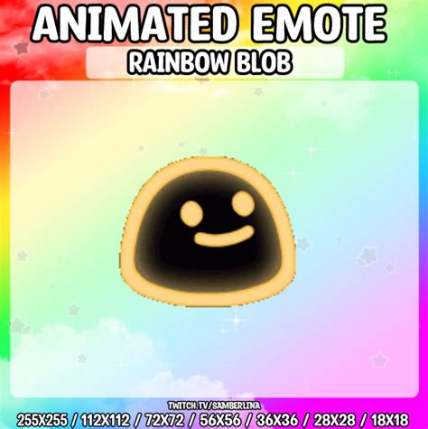 Rainbow Blob Animated Emote Pack Twitch Youtube Discord Tiktok Cute Chibi Cartoon Character