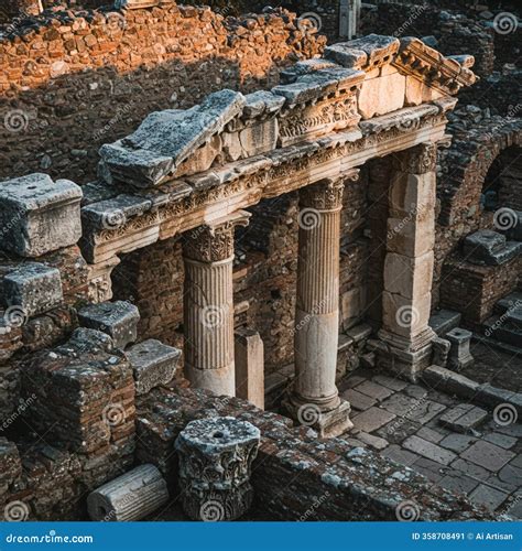 Roman Architectural Blueprint Of A Grand Classical Structure Stock