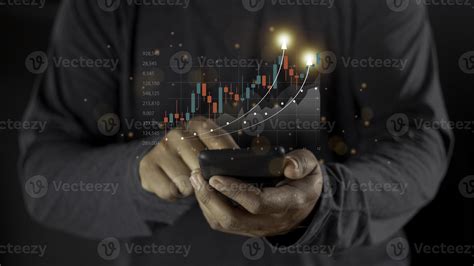 Businessman Use Virtual Increasing Technical Graph And Up Arrow For