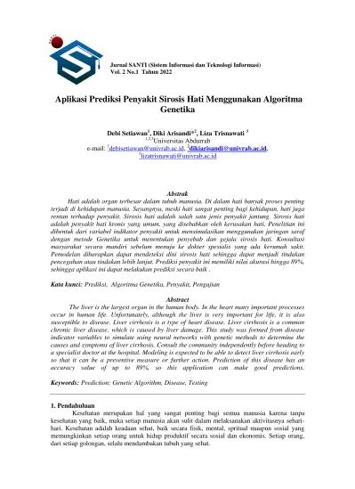Aplikasi Prediksi Penyakit Sirosis Hati Menggunakan Algoritma Genetika