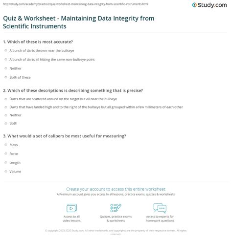 Quiz Worksheet Maintaining Data Integrity From Scientific Instruments Study Com