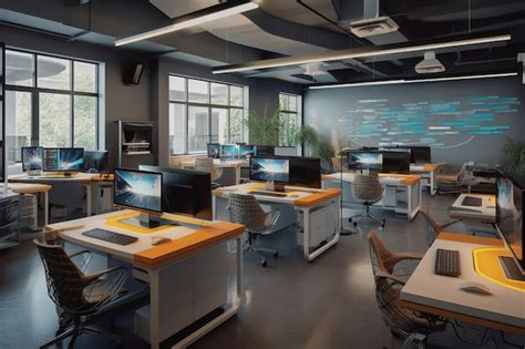 Premium Ai Image Modern Classroom For It Lesson Ai