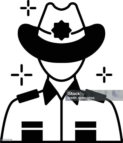법 집행 요원 벡터 라인 아이콘 디자인 미국 문화와 전통 기호 미국 사회 기호 미국 예술 및 문학 스톡 일러스트레이션 미국 보안관 개념 Marshall Michigan에