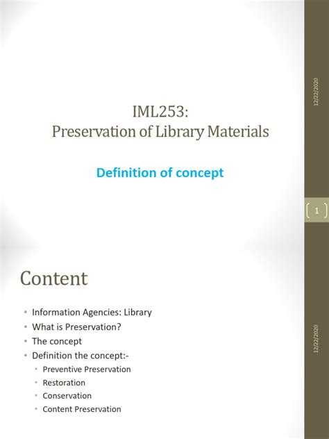 Chapter 1 Week 1 Preservation Concept Pdf Libraries Archive