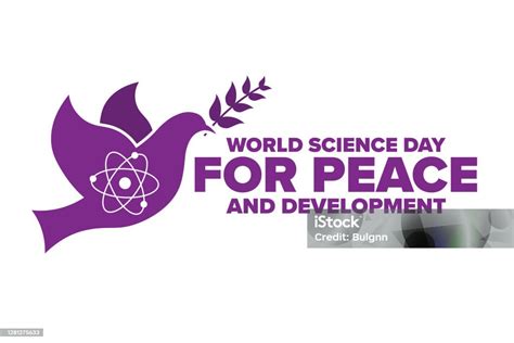평화와 발전을 위한 세계 과학의 날 11월 10일 휴일 개념 배경 배너 카드 텍스트 비문이있는 포스터용 템플릿 벡터 Eps10 그림입니다 11월에 대한 스톡 벡터 아트 및