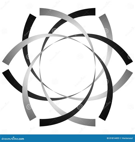 Circular Cyclic Spiral Vortex Element Grayscale Rotating Shape