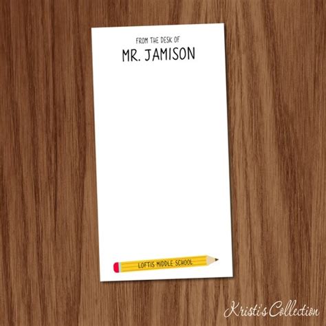 Personalized Teacher Notepad School Notepad Teacher T Etsy