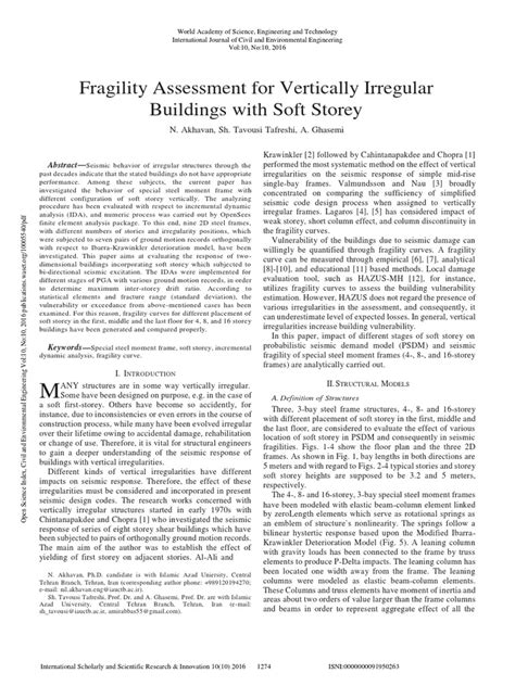 Fragility Assessment For Vertically Irregular Buildings With Soft