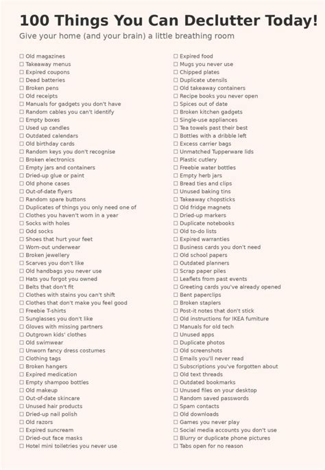 100 Things You Can Declutter Today Including Printable List Life In A Break Down