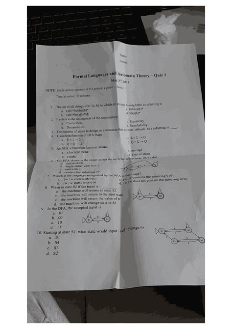 Automata Theory Quizz Of The University Of Timisoara Quizzes Theory