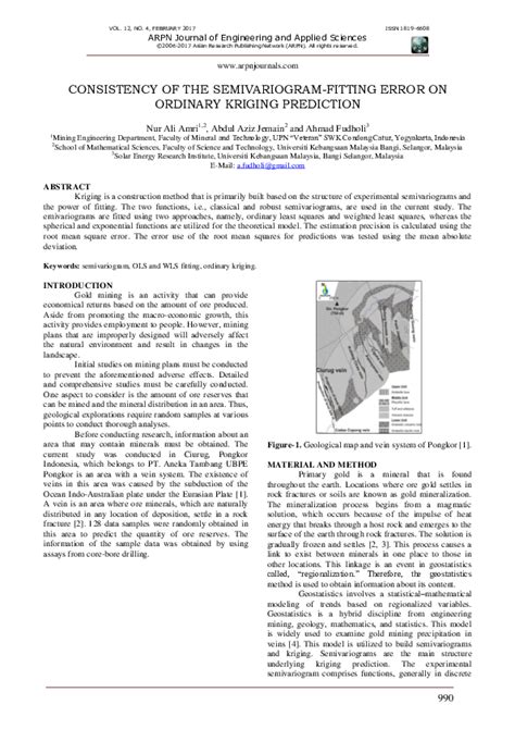 Pdf Consistency Of The Semivariogram Fitting Error On Ordinary Kriging Prediction