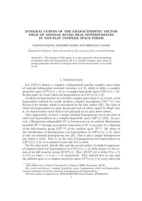 Pdf Integral Curves Of The Characteristic Vector Field Of Minimal Ruled Real Hypersurfaces In