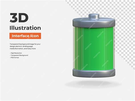 Premium Psd Battery Full Status Interface Isolated 3d Icon Illustration