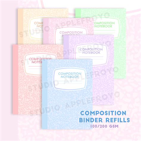 Holes Composition V Binder Refills For B A A Planner Diary By Studio Applefroyo