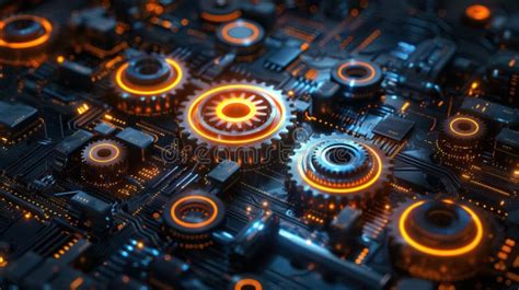 Interconnected Gears And Circuitry Symbolizing Synergy Between Technology And Business Processes