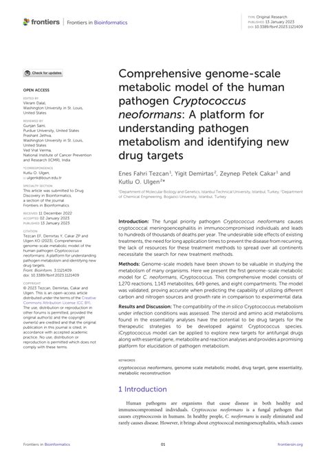 Pdf Comprehensive Genome Scale Metabolic Model Of The Human Pathogen