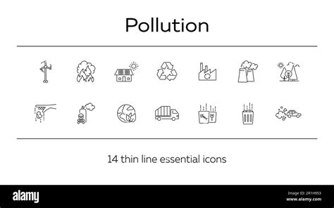 Pollution Line Icon Set Stock Vector Image And Art Alamy