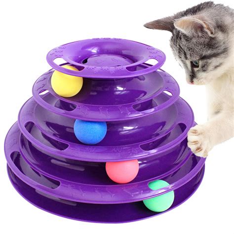 Purrfect Feline Titans Tower Cat Puzzle Toy Ball Tower Purple 4