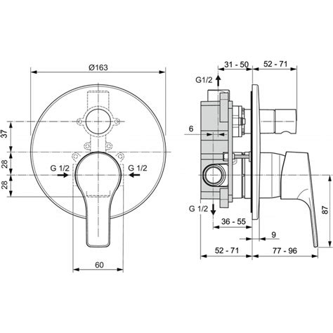 خلاط بانيو دفن ايديال ستريم A 6707 Aa عدد 2 مخرج بجسم الدفن و المحول
