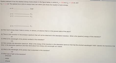 Solved Mystery Element X Has The Electron Energy Levels Chegg Com