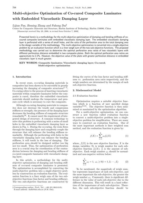 Multi Objective Optimization Of Co Cured Composite Laminates With