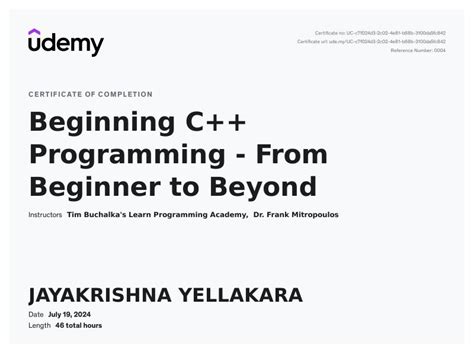 Jayakrishna Yellakara On Linkedin Cplusplus Programming Udemy Continuouslearning C Oops Cpp