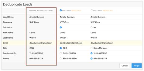 De Duplicate Records Online Help Zoho Crm