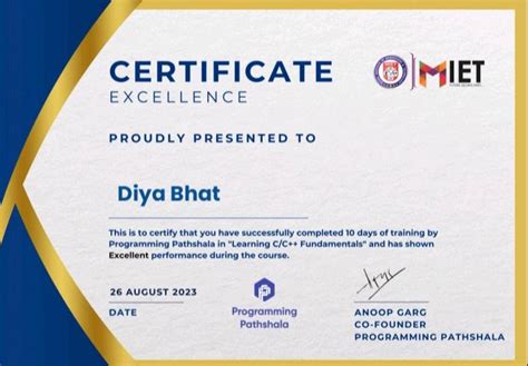 Diya Bhat On Linkedin Miet Coding Programmingpathshala