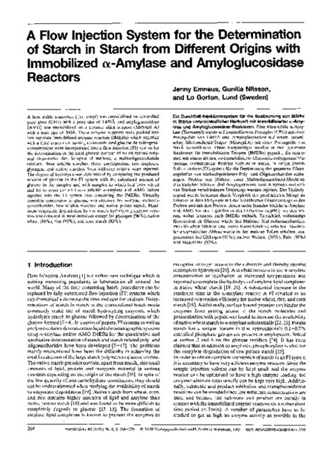 Pdf A Flow Injection System For The Determination Of Starch In Starch From Different Origins