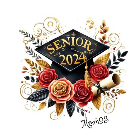 Graduation Cap Png 2024 Senior Year Clipart Class Of 2024 Floral Design New Graduate Digital