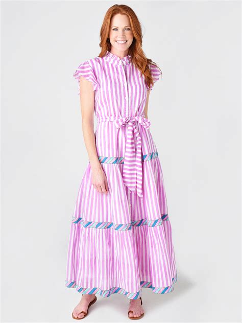 Oliphant Womens Ruffle Collar Button Maxi Dress