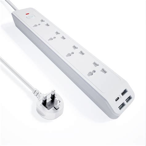 Home Office Uk Type 4 Way Outletst 4 Usb Ports Power Socket Extension Board Individual Switch