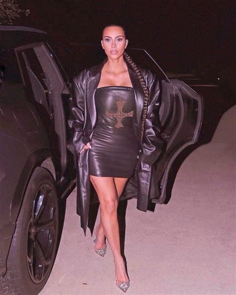 Kim Kardashian Sexy In Versace Mini Dress And Leather The Fappening