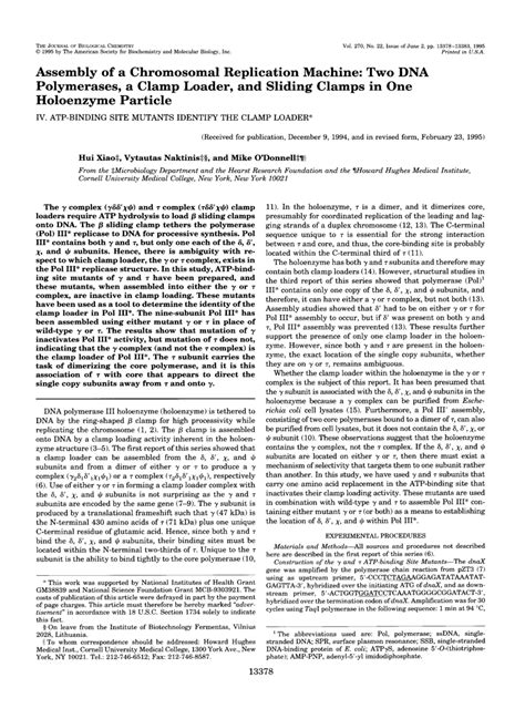 Pdf Assembly Of A Chromosomal Replication Machine Two Dna