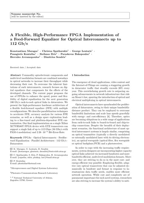 PDF A Flexible High Performance FPGA Implementation Of A Feed
