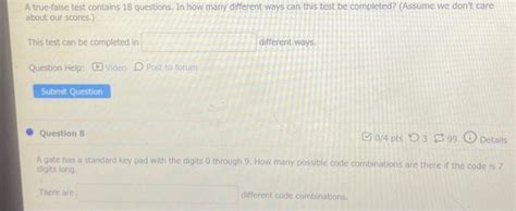 solved a true false test contains 18 questions in how many