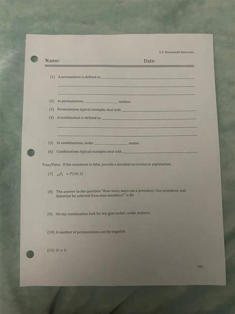 Solved Name Date 1 A Permutation Is Defised As 2 In
