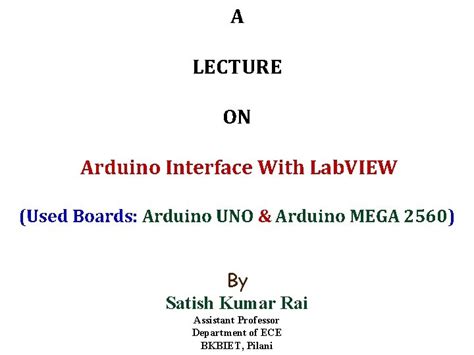 A Lecture On Arduino Interface With Lab View