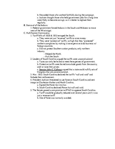 Andrew Jacksons Presidency And Nullification Notes And Quiz Tpt